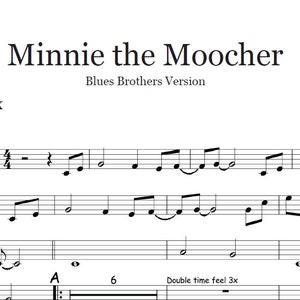 Horn Charts for "minnie the Moocher" by the Blues Brothers (baritone ...