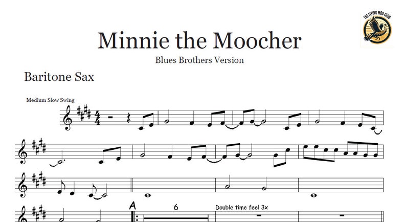 Horn Charts for "minnie the Moocher" by the Blues Brothers (baritone ...