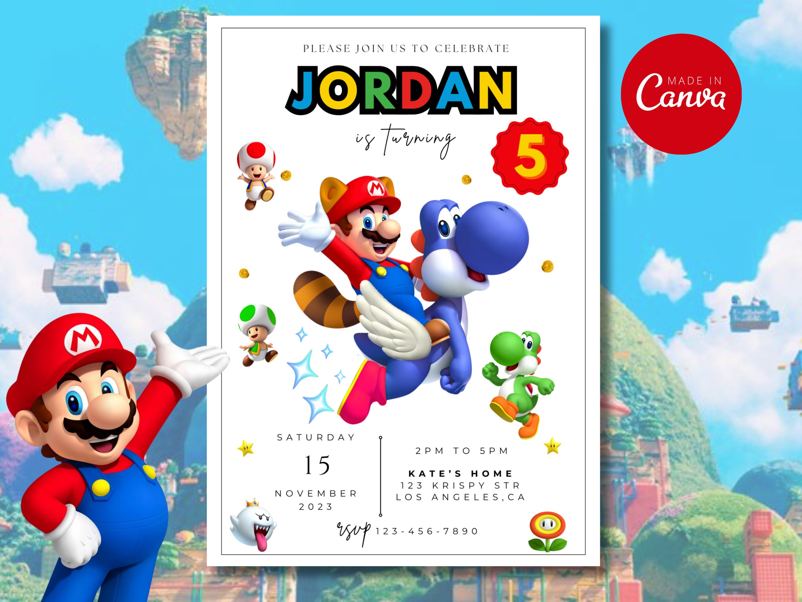 Mario Bros Invitation, Super Mario Birthday Invitation, Super Brothers ...