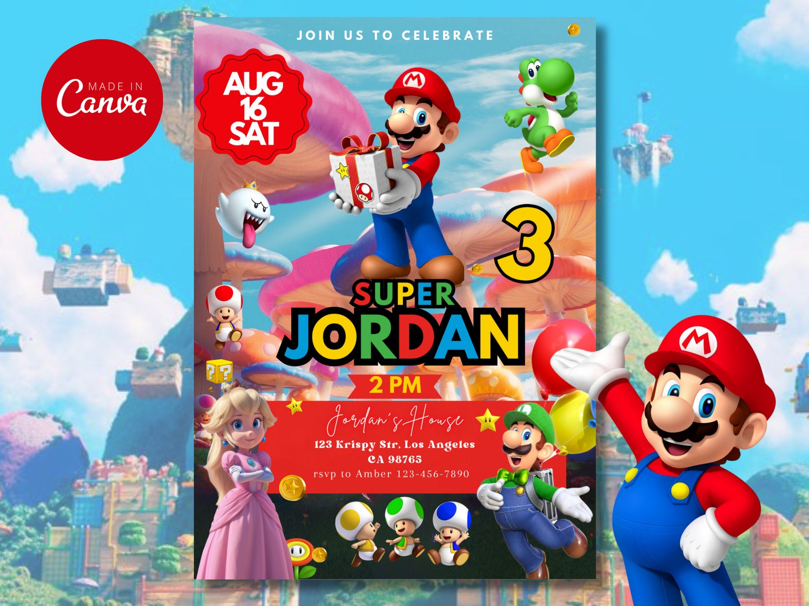 Mario Bros Invitation, Super Mario Birthday Invitation, Super Brothers ...