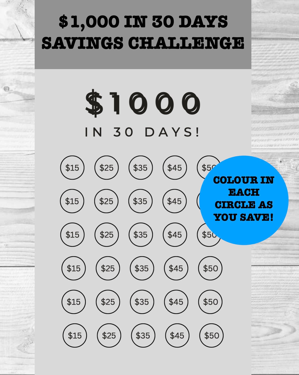 1,000 Money Saving Challenge | Save 1000 in 30 Days | Printable 1000 ...
