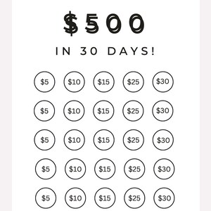 500 Money Saving Challenge | Save 500 in 30 Days | Printable 500 ...