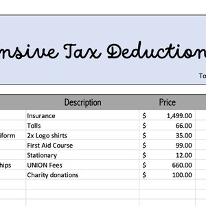 2024 Comprehensive Tax Deduction Tracker Tax Deduction Tracker With ...