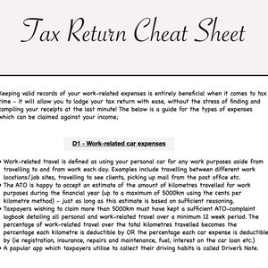 2024 Australian Tax Return Cheat Sheet | Individual Tax Return Deductions List | Guide to ...