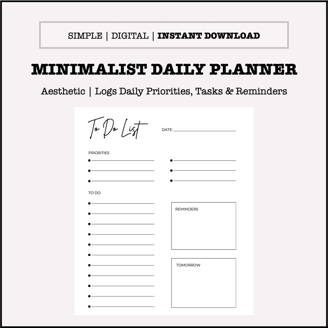 Minimalist Daily Planner Plan Your Day With Ease Daily Planner Work ...