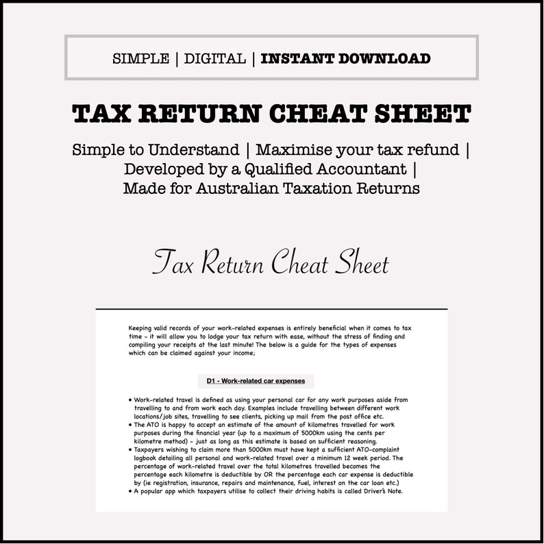 2024 Australian Tax Return Cheat Sheet | Individual Tax Return ...