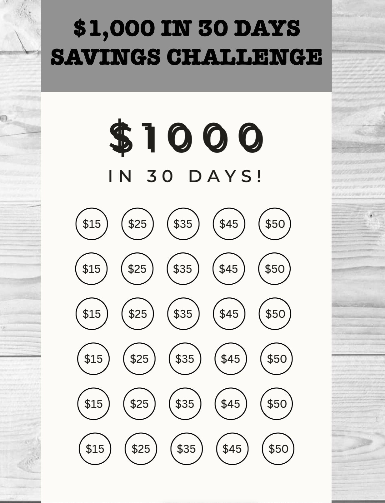 1,000 Money Saving Challenge | Save 1000 in 30 Days | Printable 1000 ...