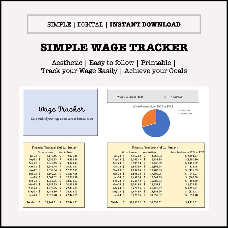 Simple Wage Tracker | Track Your Wage | Allows You to Track Your Wage ...