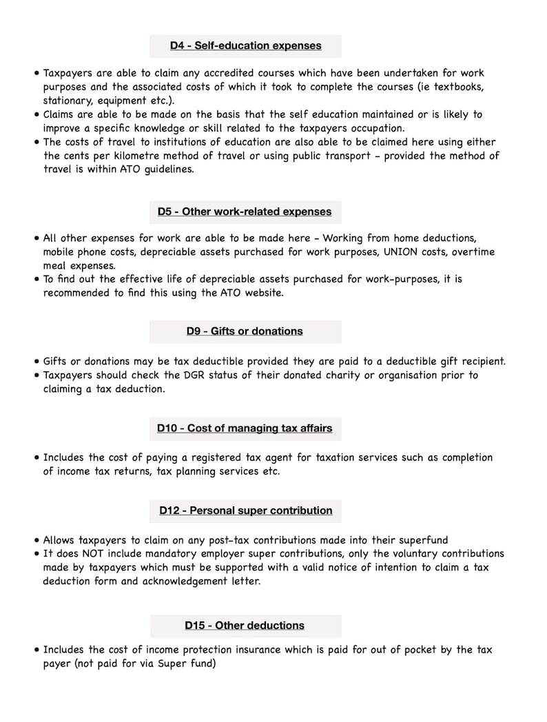 2024 Australian Tax Return Cheat Sheet | Individual Tax Return ...