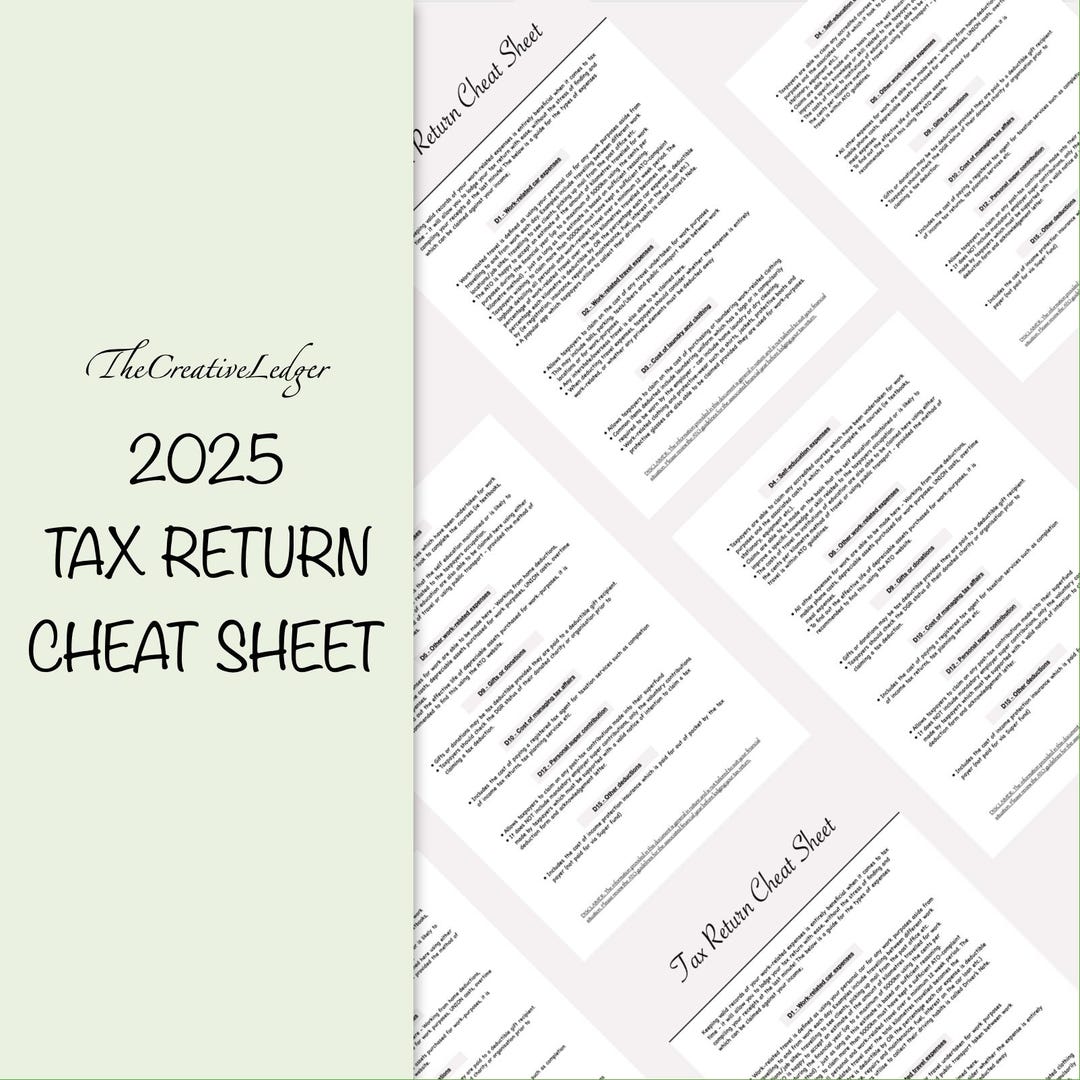 Buy 2025 Australian Tax Return Cheat Sheet | Individual Tax Return ...