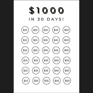 1,000 Money Saving Challenge | Save 1000 in 30 Days | Printable 1000 ...