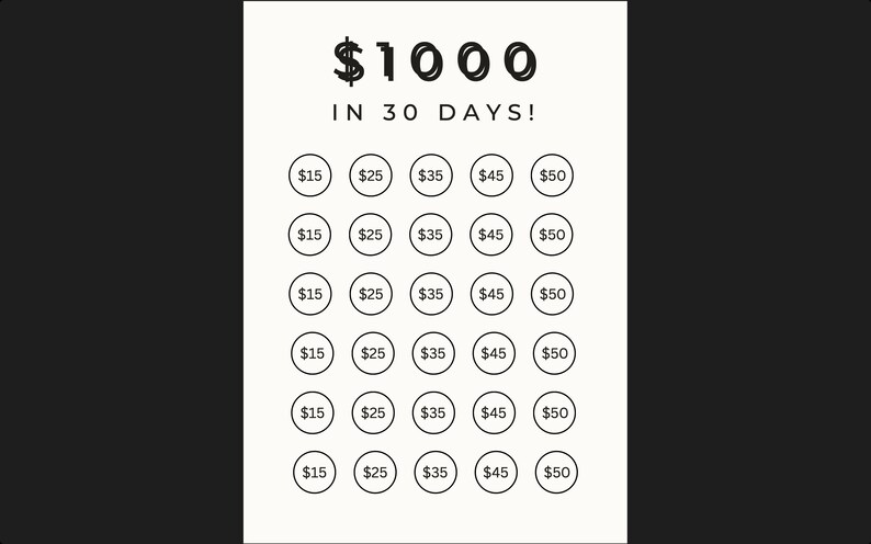 1,000 Money Saving Challenge | Save 1000 in 30 Days | Printable 1000 ...