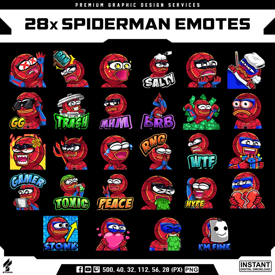28x Spider Meme Pepe Emotes | Funny Stream Pack for Twitch, Discord ...