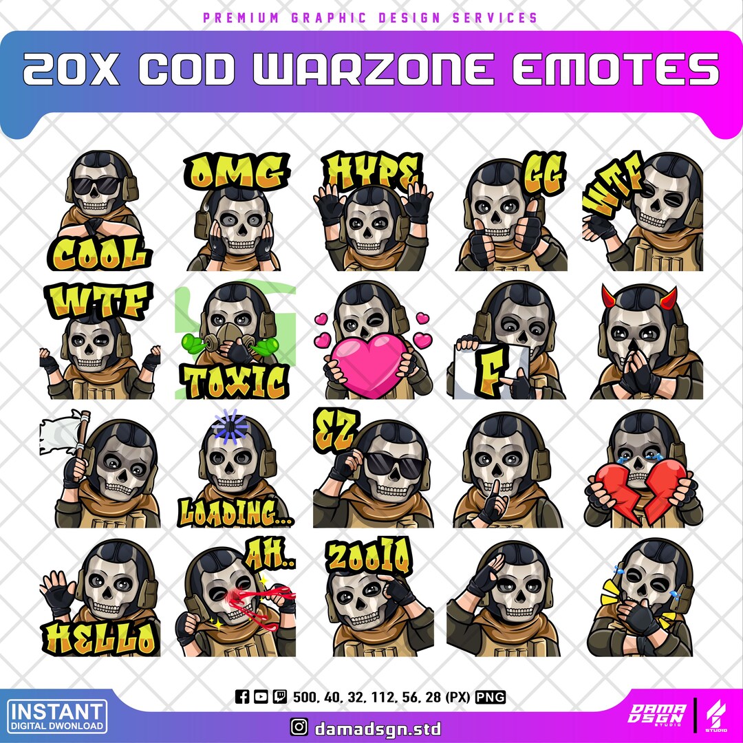 20x CALL OF DUTY Warzone Emotes Discord Emotes Youtube Emotes Facebook ...