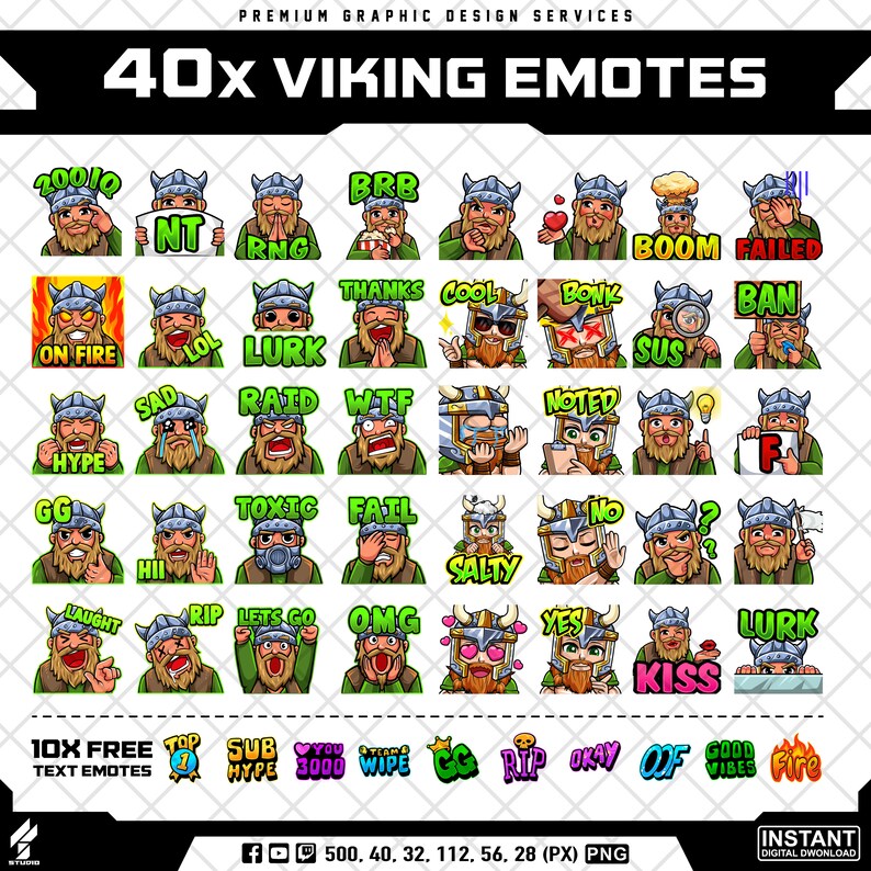 40x Viking Fighter Emotes FREE 10x Text Emotes Discord Emotes Youtube ...