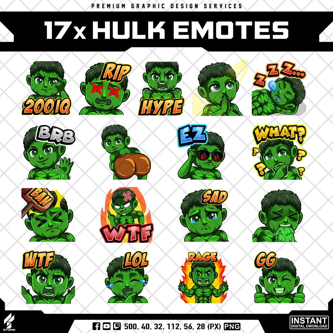 17x Adorable Mini HULK Emotes— Small but Mighty | Discord Emotes ...