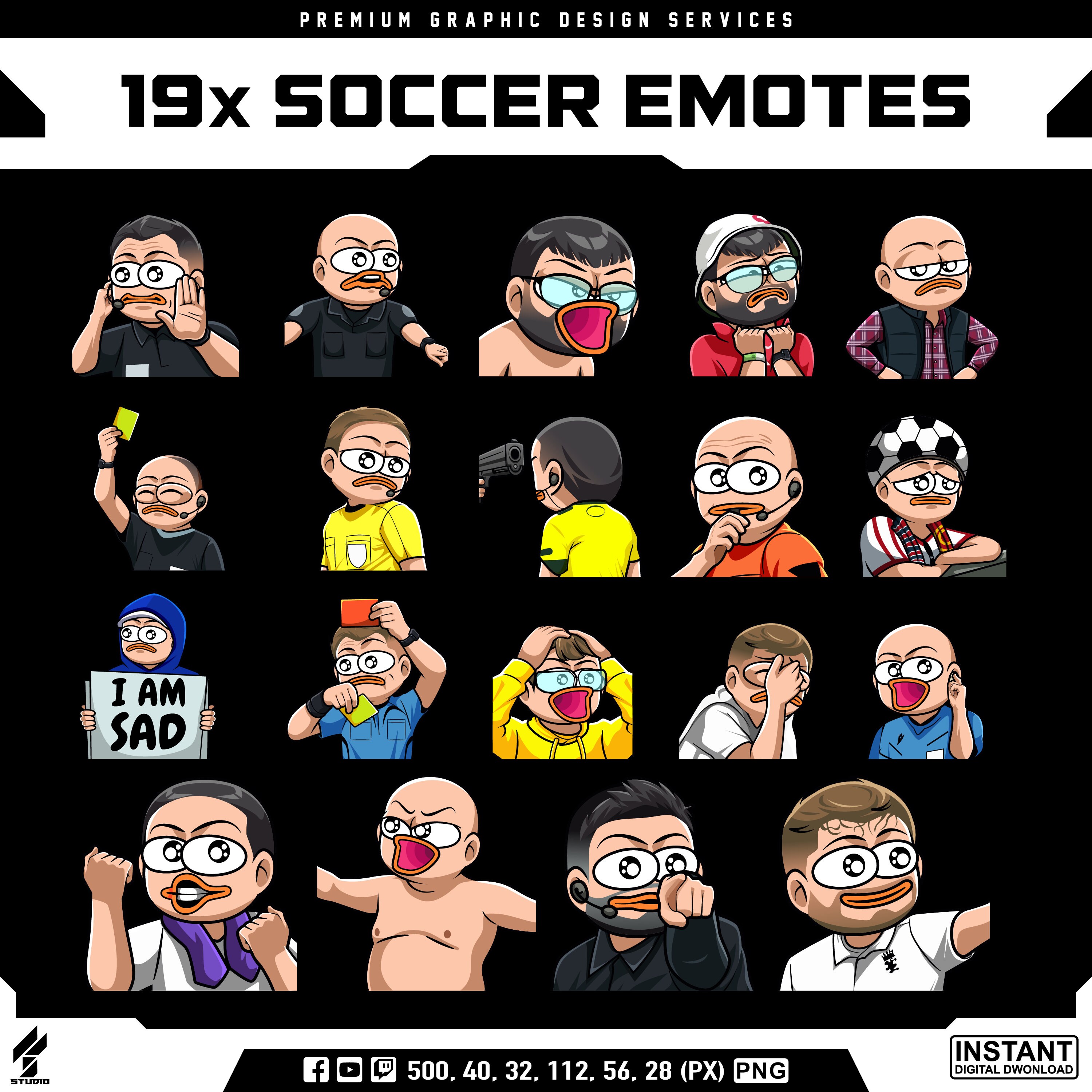 19x Soccer Referee Emotes FIFA Emotes Football Soccer Emotes Twitch ...