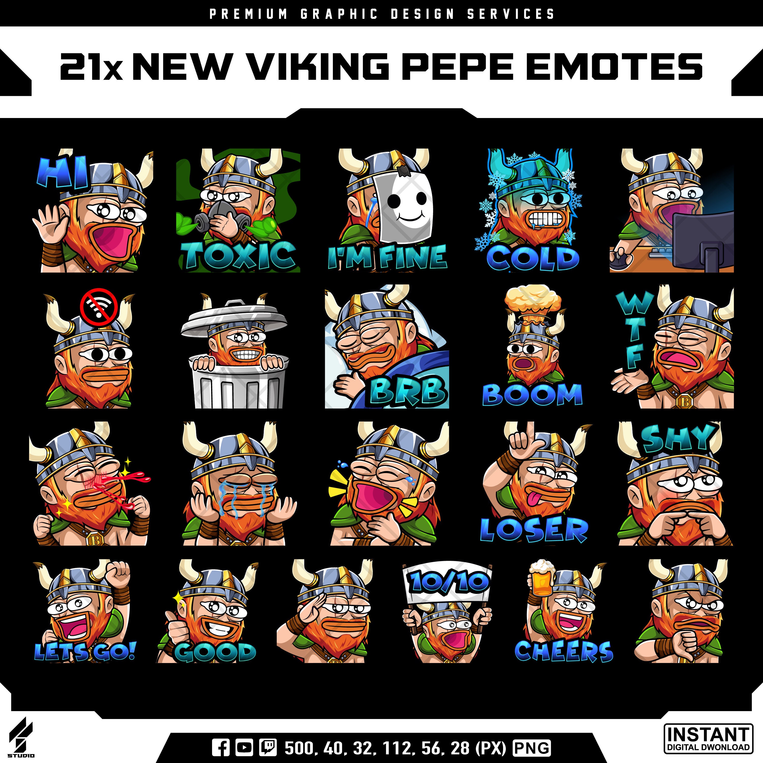 27x Viking Pepe Emotes | Discord Emotes | Youtube Emotes | Facebook ...