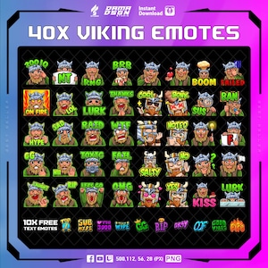 40x Viking Fighter Emotes + 10x Text Emotes: Twitch, Discord, Youtube ...