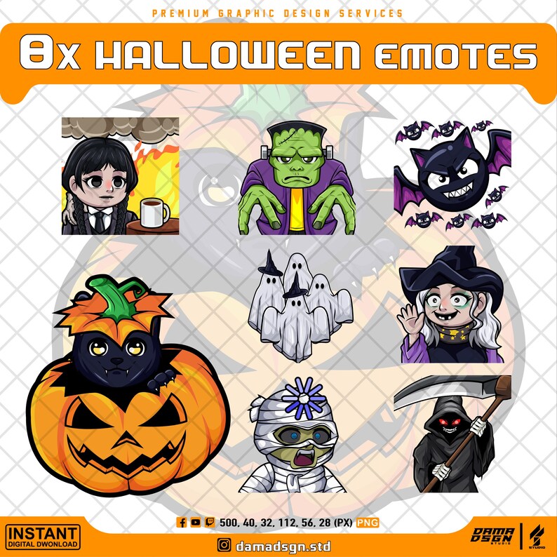 8x Halloween Emotes for Twitch & Discord Gamer Emotes Spooky Instant ...