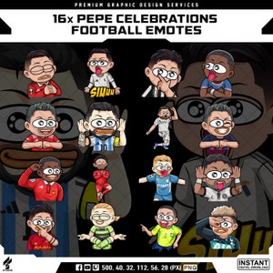 16x Pepe Football Celebrations Emotes: Sports Meme Reactions (digital ...