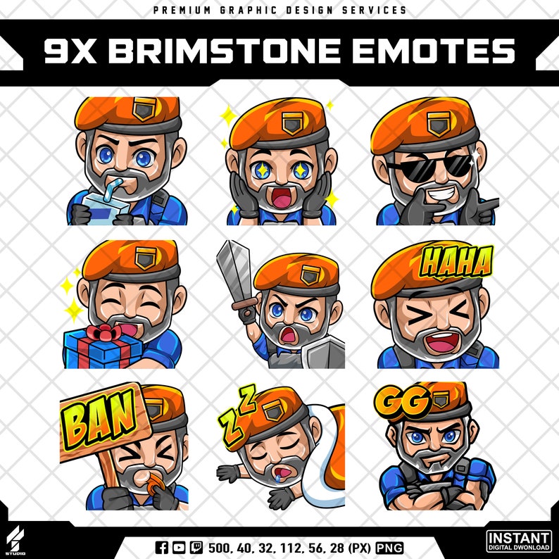 Brimstone Emotes: Valorant-inspired Designs for Twitch, Discord ...