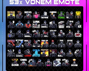 53x Venom Emotes: Dark Symbiote Graphics for Twitch & Discord - Etsy