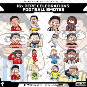 16x Pepe Football Celebrations Emotes: Sports Meme Reactions (digital ...