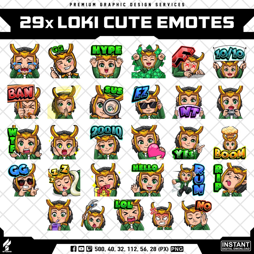 29x Cute Loki Emotes for Twitch & Discord Adorable God of Mischief ...