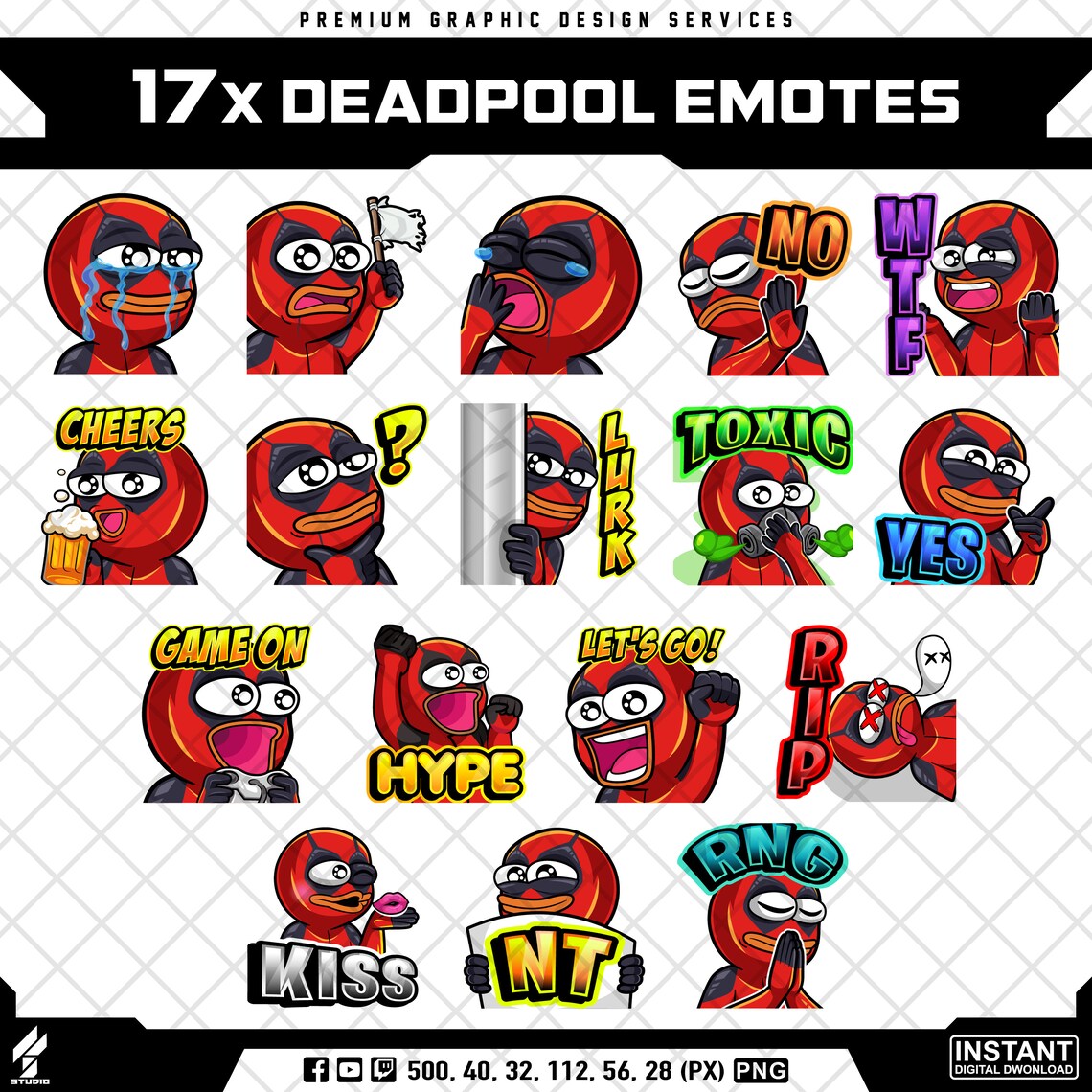 17x Deadpool Emotes Discord Emotes Youtube Emotes Facebook Emotes Cute ...