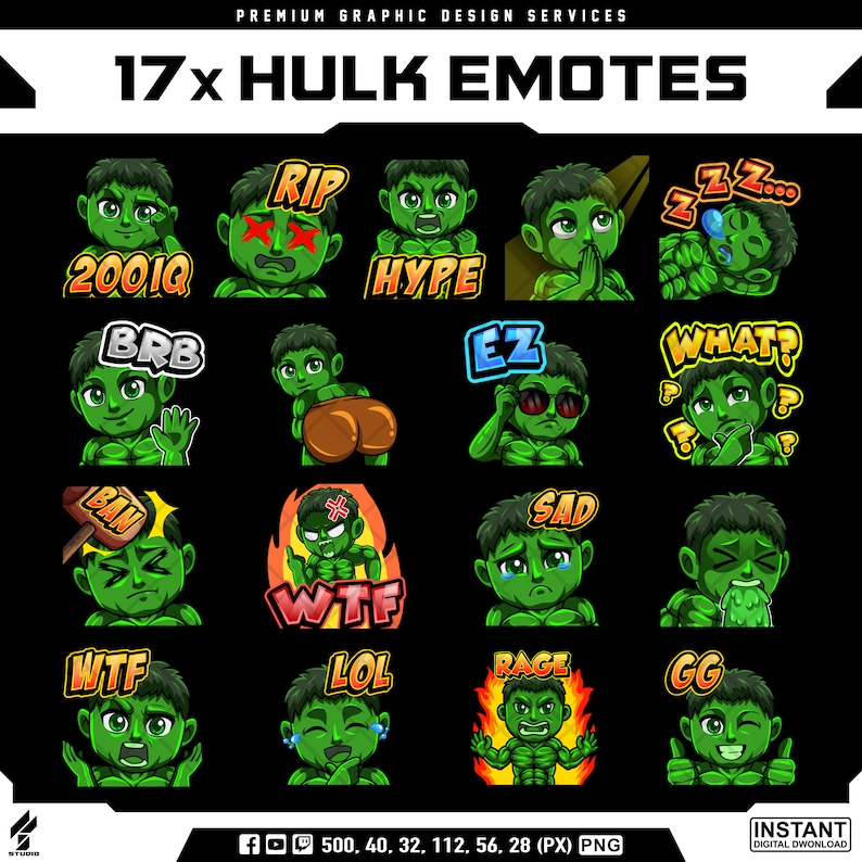 17x Adorable Mini HULK Emotes— Small but Mighty | Discord Emotes ...