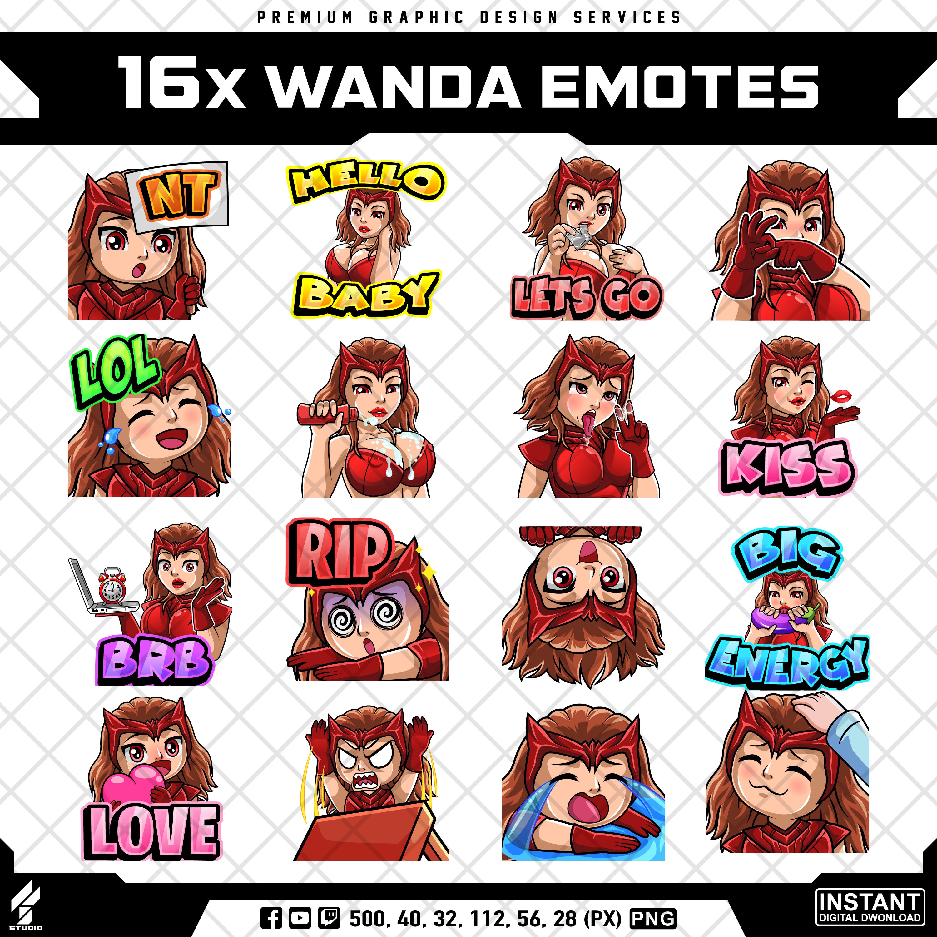 16x Scarlet Witch Emotes – Add Wanda’s Power to Your Stream | Twitch ...