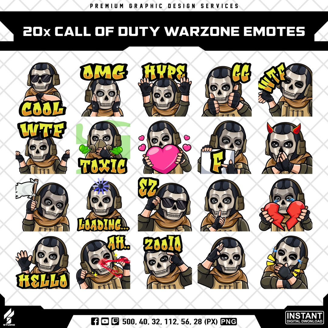 20x CALL OF DUTY Warzone Emotes Discord Emotes Youtube Emotes Facebook ...