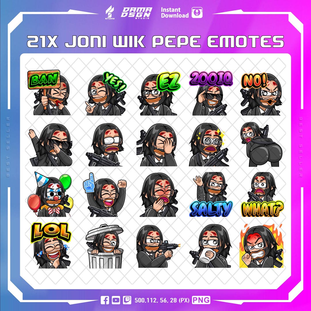 20x John Wick PEPE Emotes: Action Streamer Designs (PNG) - Etsy
