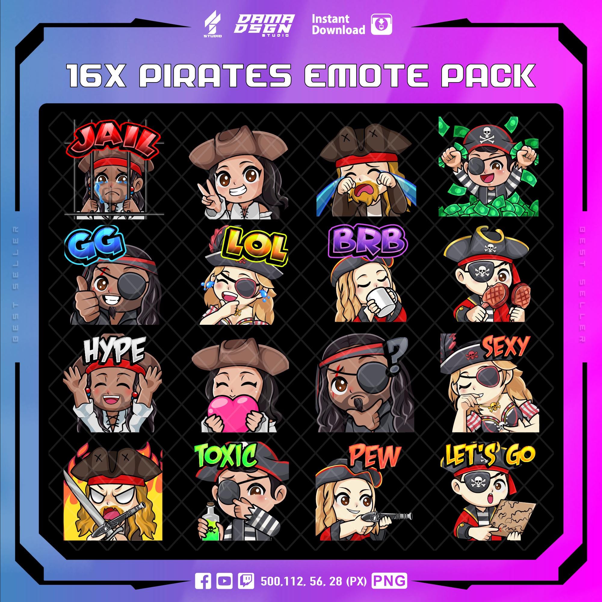 Pirate Emotes Pack: Treasure-worthy Twitch/discord Emoticons (digital ...