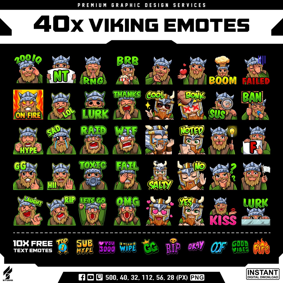 40x VIKING EMOTES FREE 10X Text Emotes Discord Emotes Youtube Emotes ...