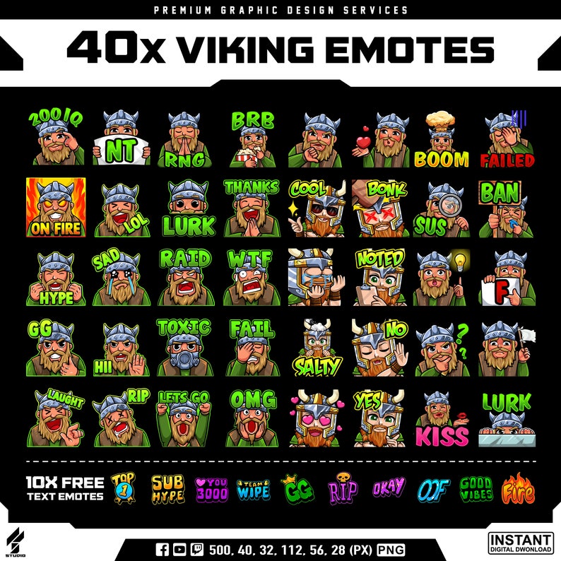 40x VIKING EMOTES FREE 10X Text Emotes Discord Emotes Youtube Emotes ...