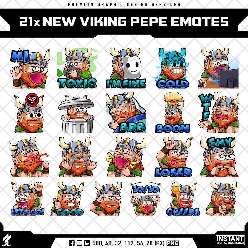 27x Viking Pepe Emotes | Discord Emotes | Youtube Emotes | Facebook ...