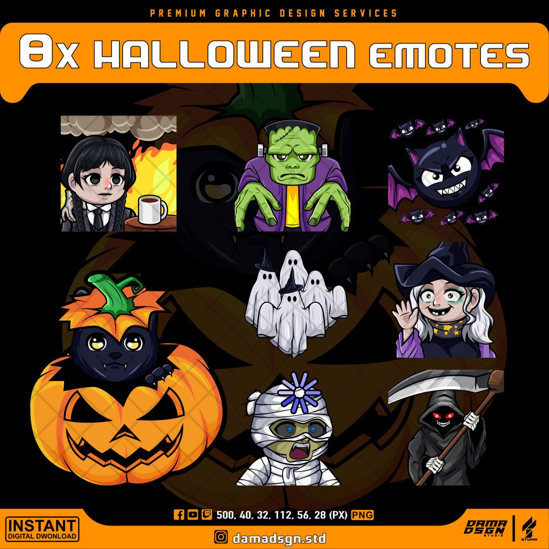 8x Halloween Emotes for Twitch & Discord Gamer Emotes Spooky Instant ...