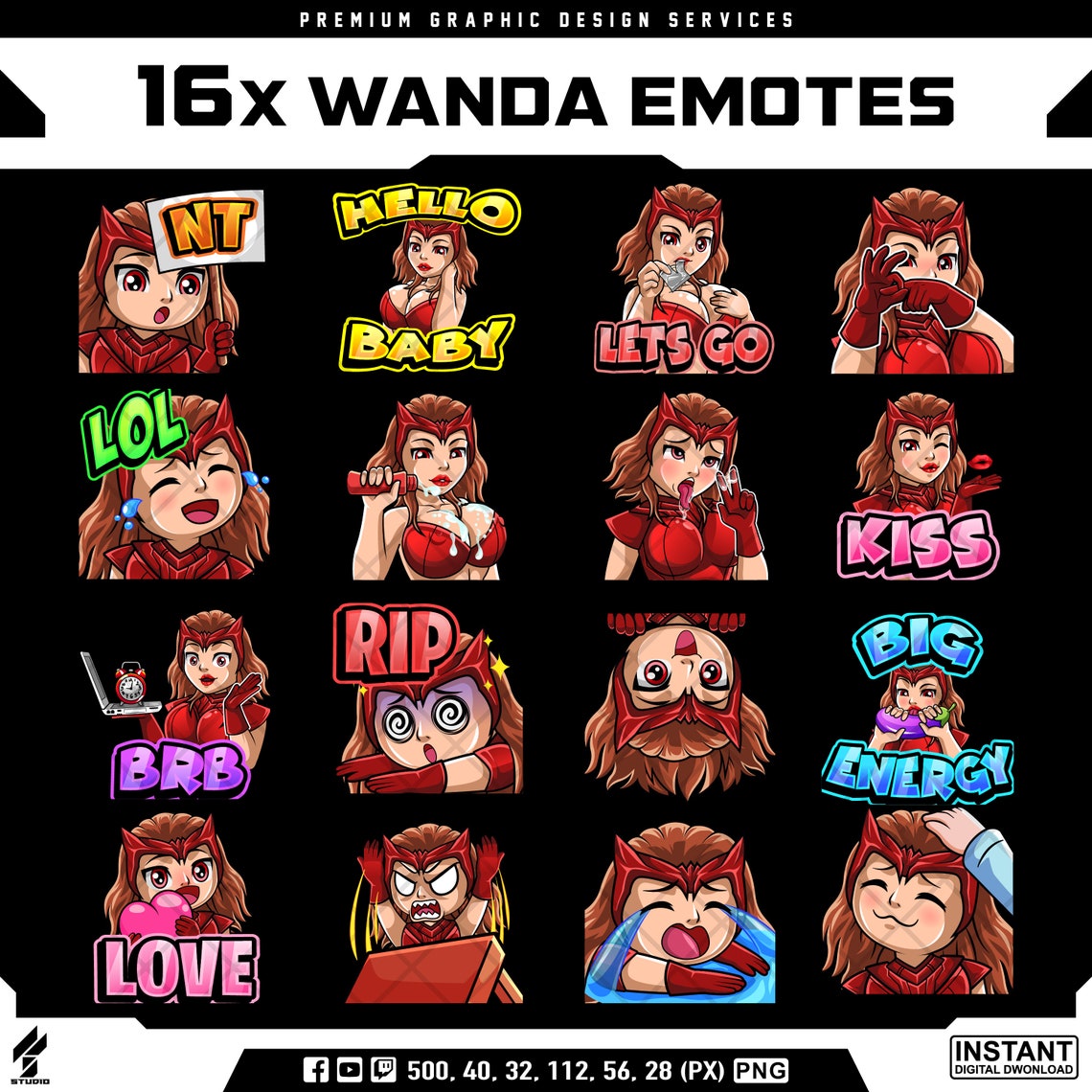 16x Scarlet Witch Emotes – Add Wanda’s Power to Your Stream | Twitch ...