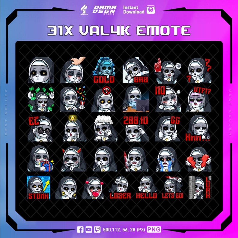 31x the Nun Conjuring Emotes: Scary Streamer Designs (digital Files PNG ...