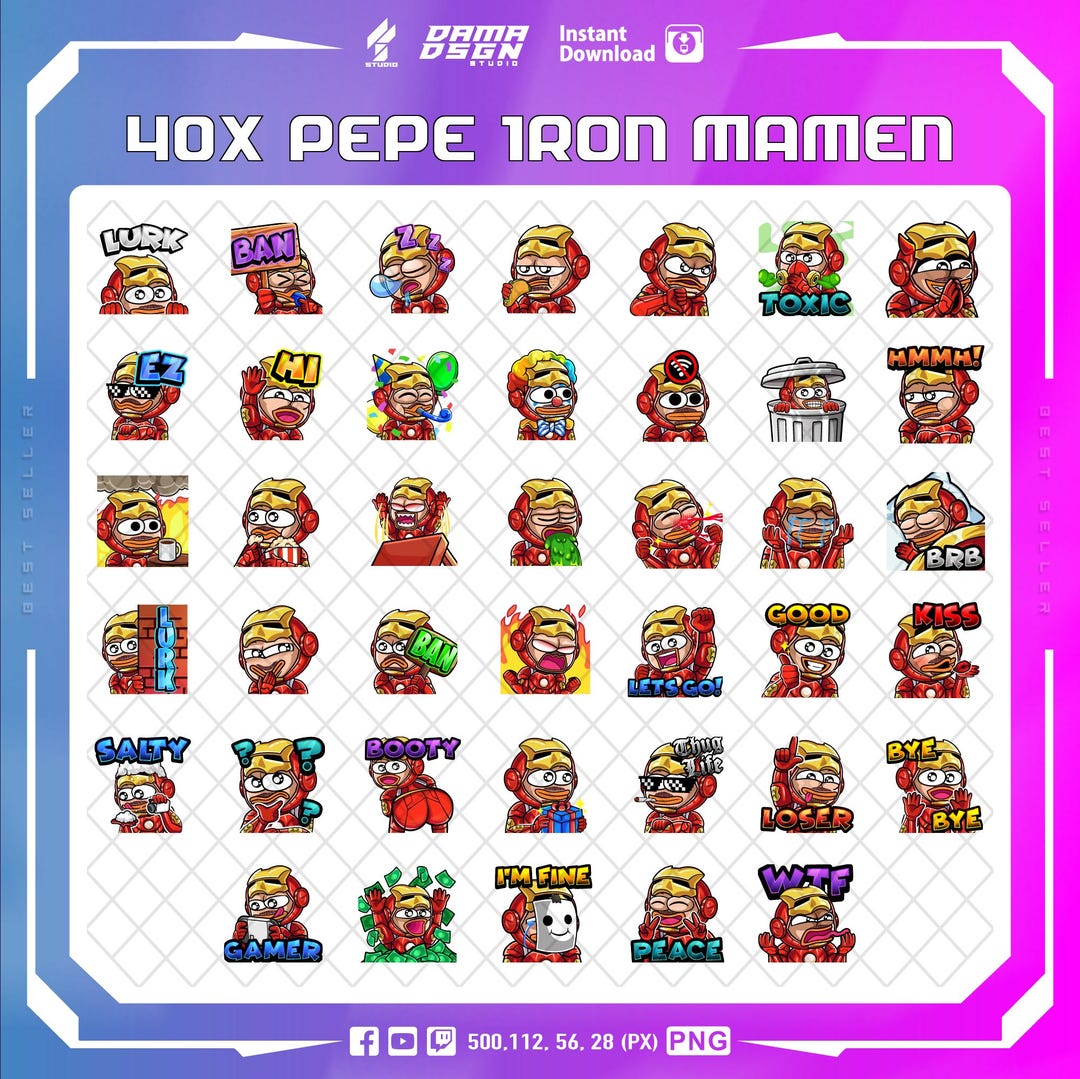 40x Tech Suit Pepe Emote Pack | Animated and Static | Twitch & Discord ...