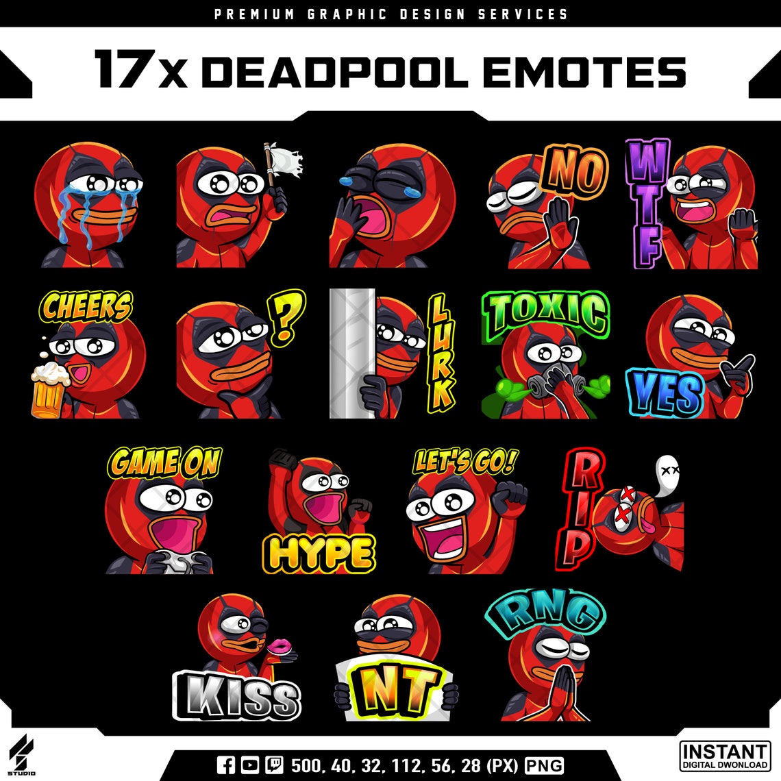 17x Deadpool Emotes Discord Emotes Youtube Emotes Facebook Emotes Cute ...