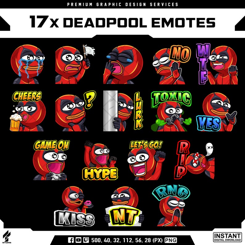 17x Deadpool Emotes Discord Emotes Youtube Emotes Facebook Emotes Cute ...