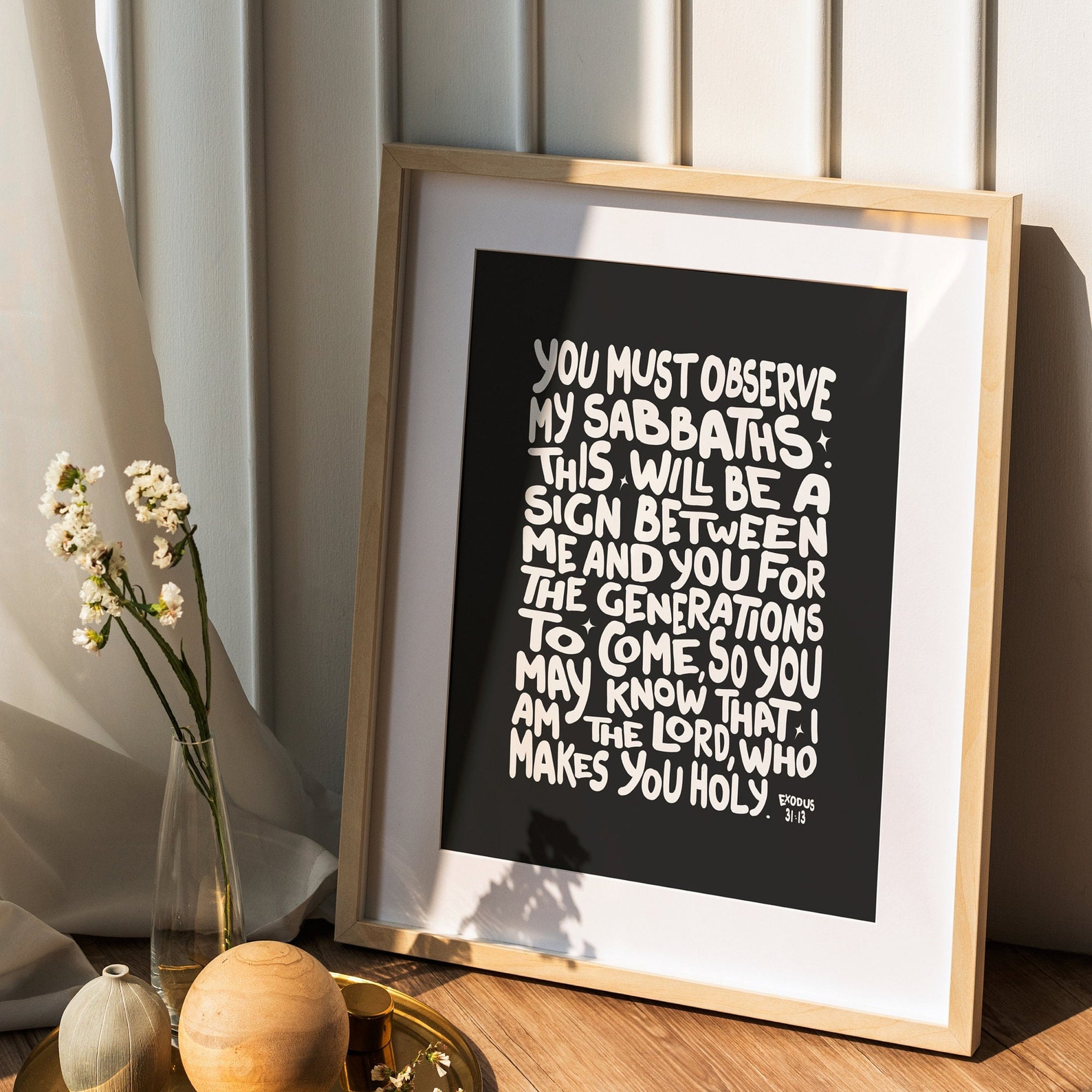 Exodus 31:13 Wall Art, Black and White, Scripture Art Print Digital ...