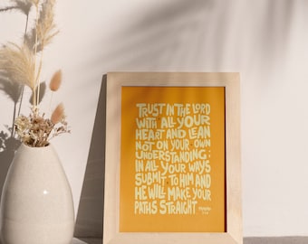 Trust in the Lord Printable Wall Decor Proverbs 3:5-6 Christian Art ...