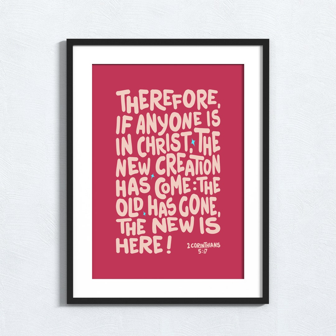 2 Corinthians 5:17, Pink, Christian Baptism Gift, New Creation, Wall ...