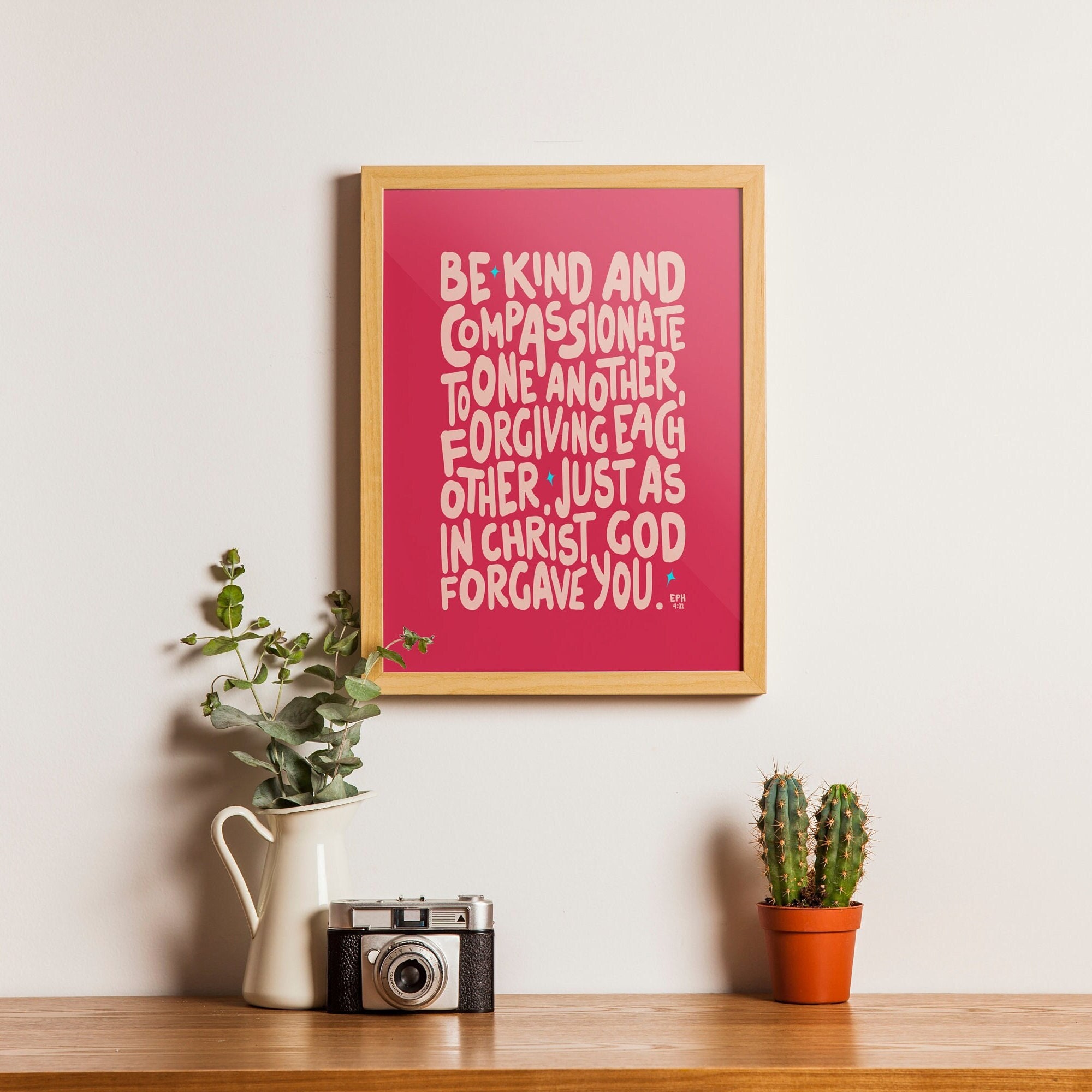 Ephesians 4:32 Pink, Digital Download, Compassion, Verse Printable Wall ...