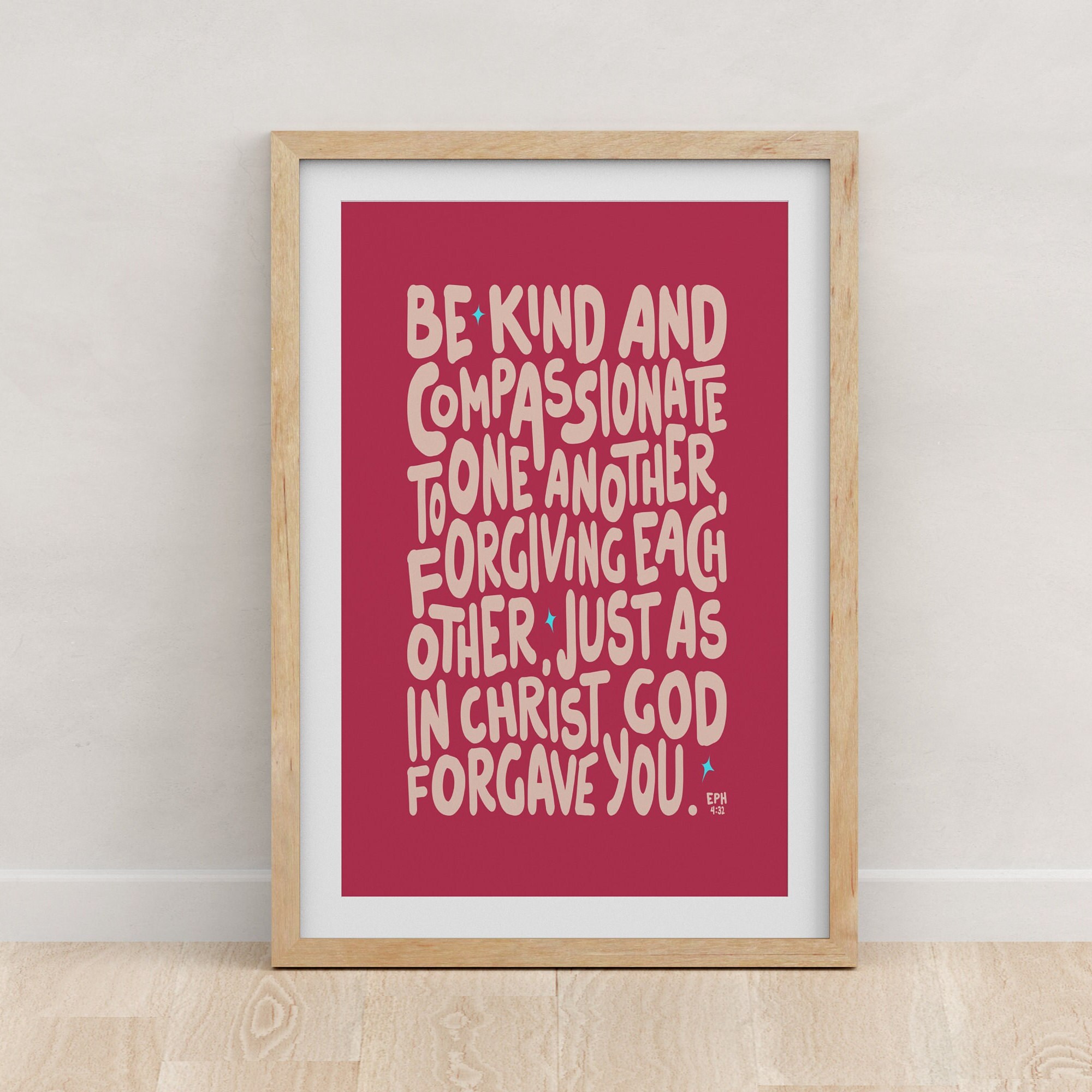 Ephesians 4:32 Pink, Digital Download, Compassion, Verse Printable Wall ...
