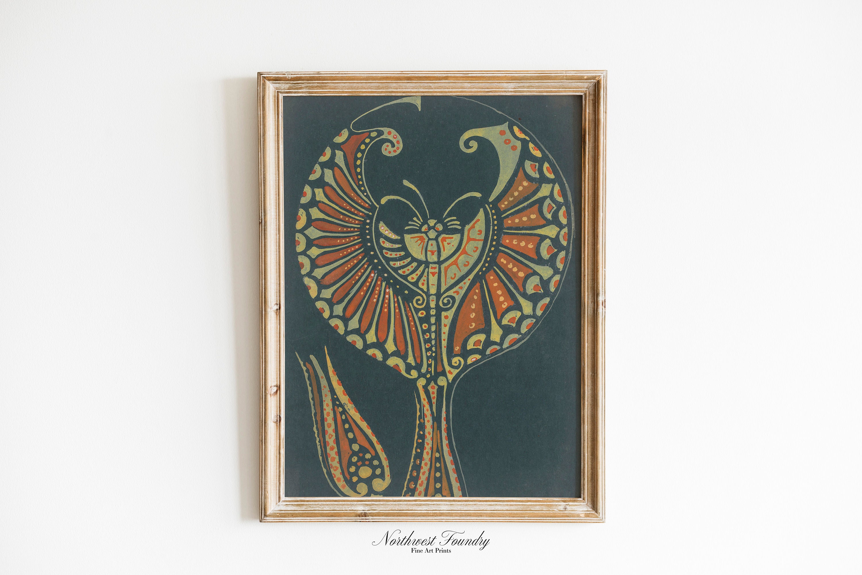 Art Deco Butterfly Woodblock Printable | Art Nouveau 1900's Digital ...